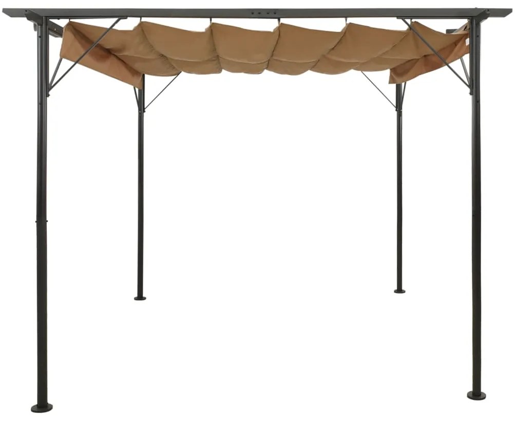 vidaXL Marketos Pergola se zatahovací střechou taupe 3 x 3 m ocel 180 g/m²