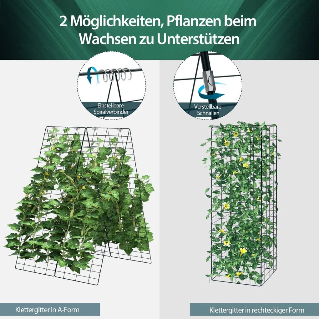 Costway 2dílná podpěra zelená Garden Trellis pro popínavé rostliny, zelený