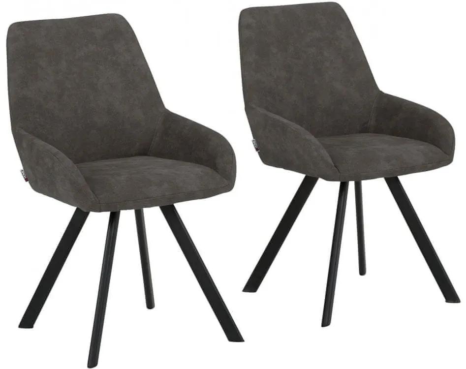 Danish style Jídelní židle Salem (SADA 2 ks), mikrovlákno, antracitová