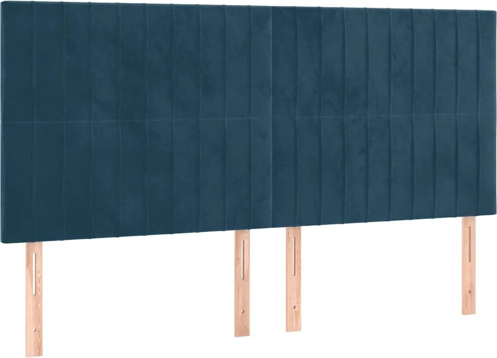 Čelo postele tmavě modré 200x5x118/128 cm sametové 3116640
