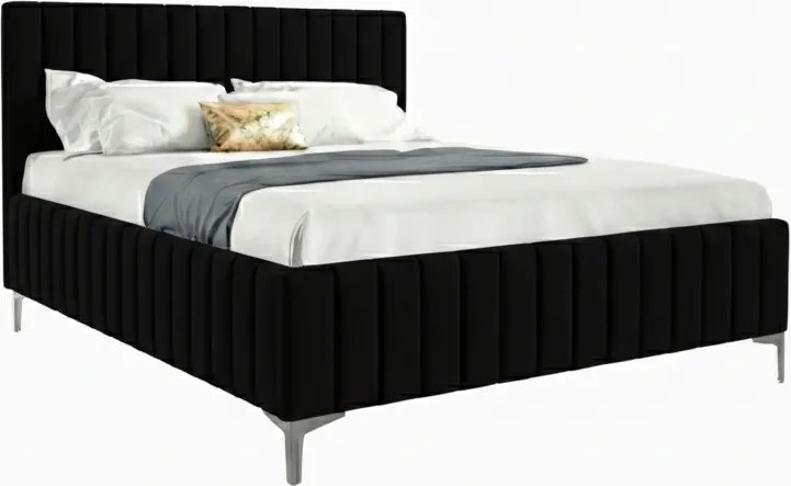 Eka Čalouněná postel INTIMA+ 180x200 cm Barva látky Trinity: Světle růžová (Trinity 2319), Úložný prostor: S dřevěným rámem úložného prostoru, Barva nožek postele: Černá