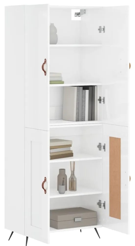 Skříň highboard lesklá bílá 69,5 x 34 x 180 cm kompozitní dřevo