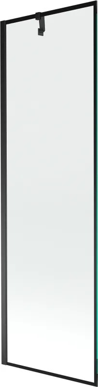 Mexen Next, vanová zástěna 1-křídlová 60 x 150 cm, fixní křídlo, 6 mm čiré sklo s černým vzorem, černý profil, 895-060-000-00-70-70