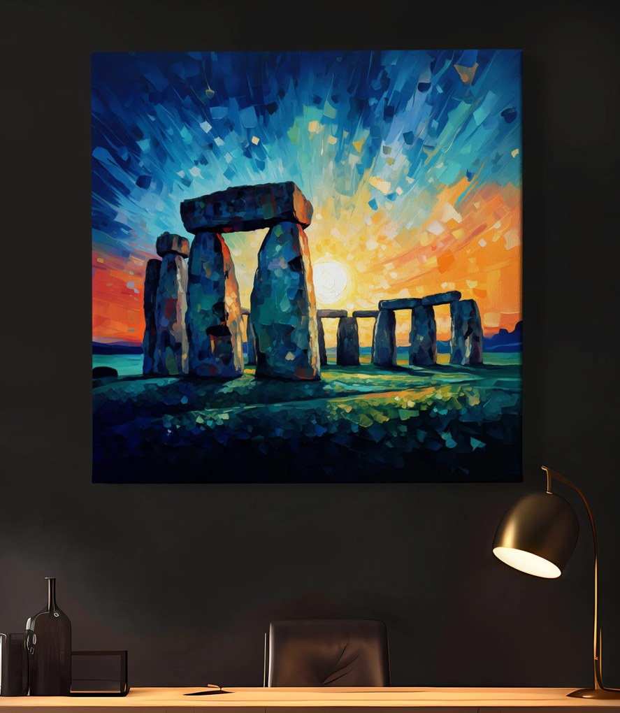 Obraz na plátně - Stonehenge při západu slunce FeelHappy.cz Velikost obrazu: 80 x 80 cm