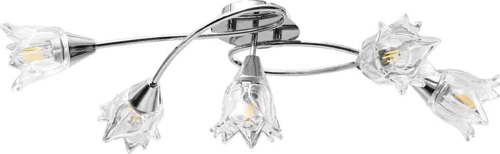 Stropní lampa průhledná skleněná stínidla 5 žárovek E14 tulipán 289236