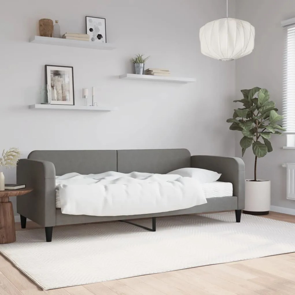 Válenda s matrací tmavě šedá 80 x 200 cm textil 3196794