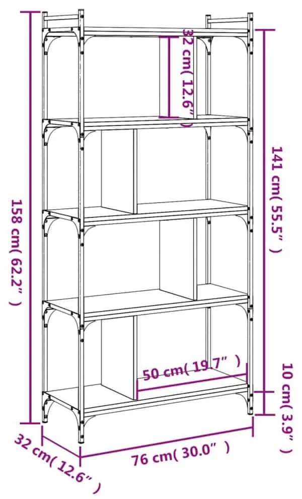 Petromila Knihovna s 5 policemi dub sonoma 76x32x158 cm kompozitní dřevo