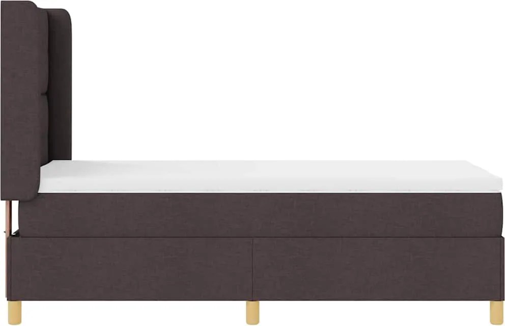 Postel s boxspringem s čelo Tmavě hnědá 100 x 200 cm textil 3341822