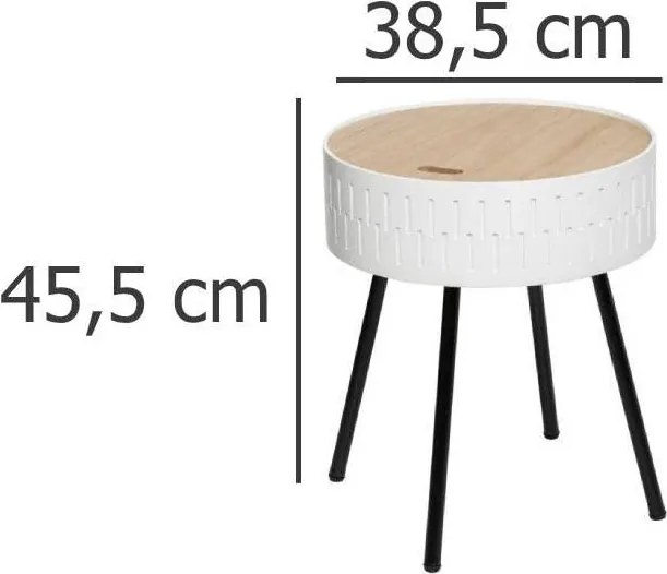 Odkládací stolek, kulatý, SHIRO, bílý