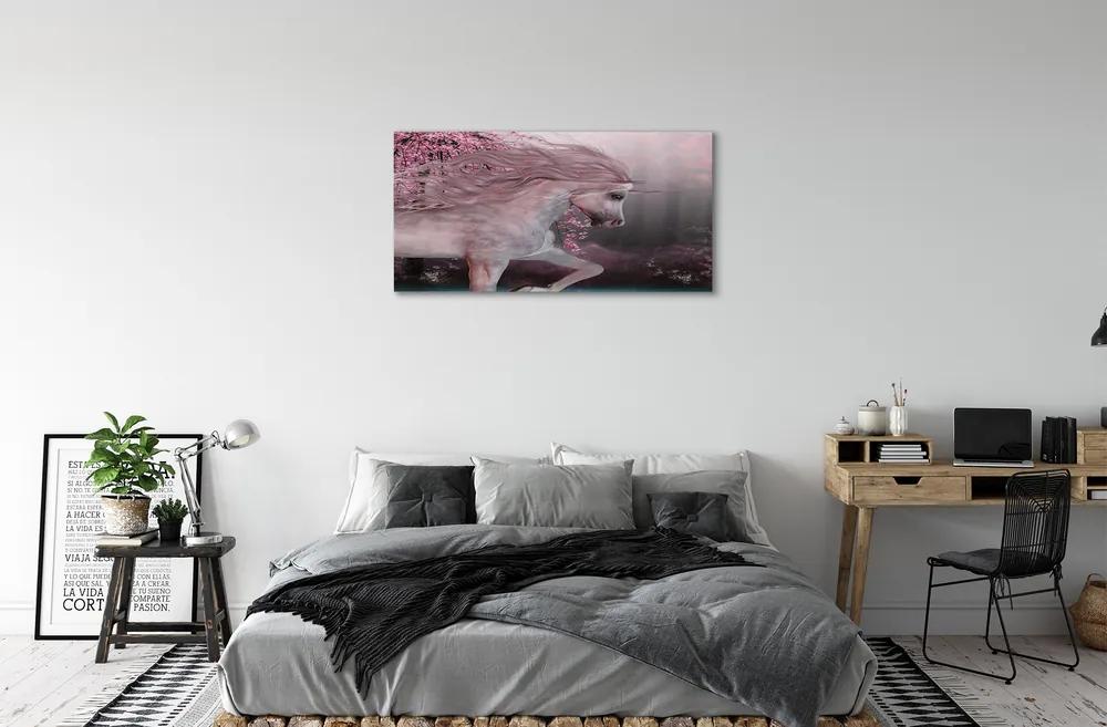 Obrazy na plátně Unicorn stromy jezero 100x50 cm