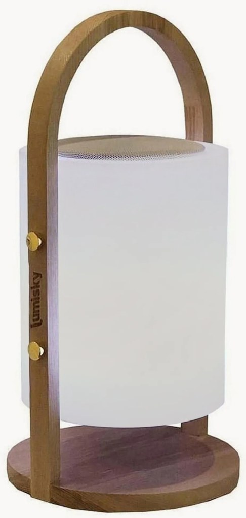 Přenosná interiérová/exteriérová stolní LED lampa's bluetooth reproduktorem a baterií Woody