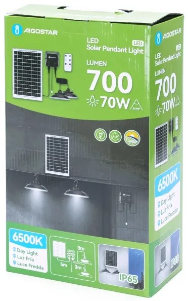 Aigostar - LED Solární lustr 2xLED/35W/12V 6000 mAh 6500K pr. 15 cm