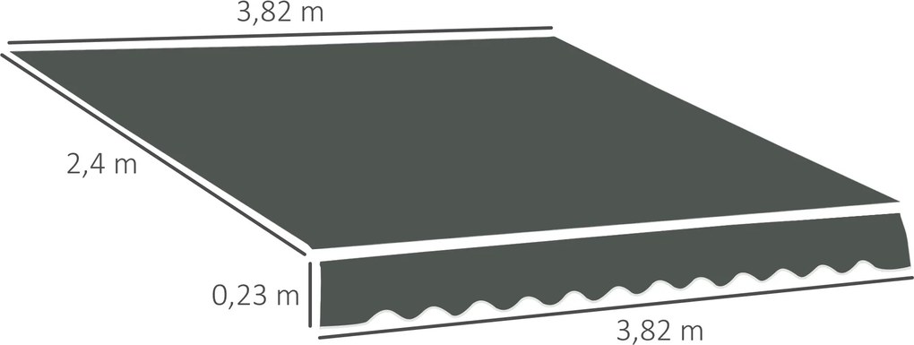 Náhradní plátno Outsunny pro markýzu - Měkký vlnkový lem - Vysoce husté polyesterové 280 g/m² s ochrannou proti UV záření v šedé 3,82D x 2,4Š (projek…
