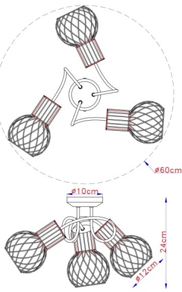 Globo 54013-3 - Přisazený lustr ARGUSTO 3xE27/40W/230V