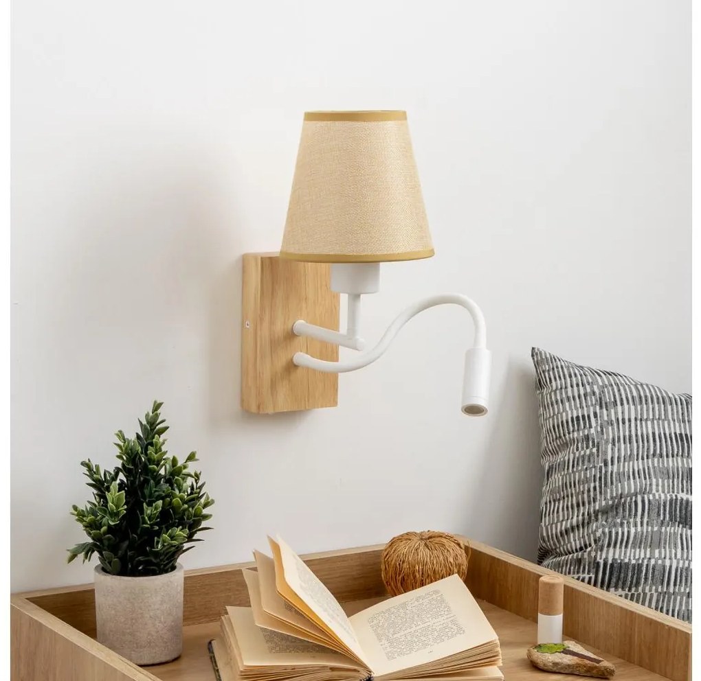 Brilagi - LED Nástěnná lampa NUBILA WOOD 1xE27/25W/230V +LED/3W dub/světle hnědá Biano.cz