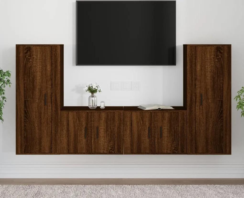 vidaXL 4dílný set TV skříněk kompozitní dřevo [3188767] Barva: Betonová šedá