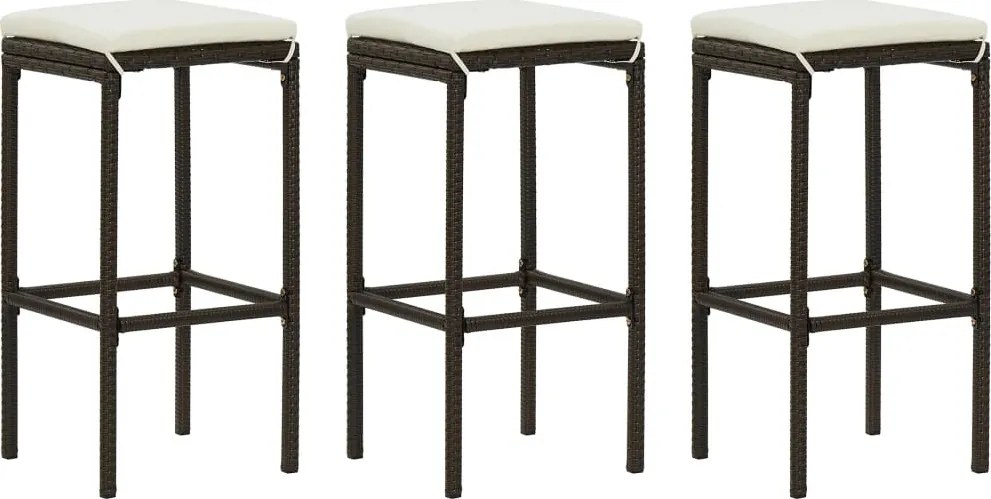 vidaXL Barové stoličky s poduškami 3 ks polyratan [313444] Barva: Černá