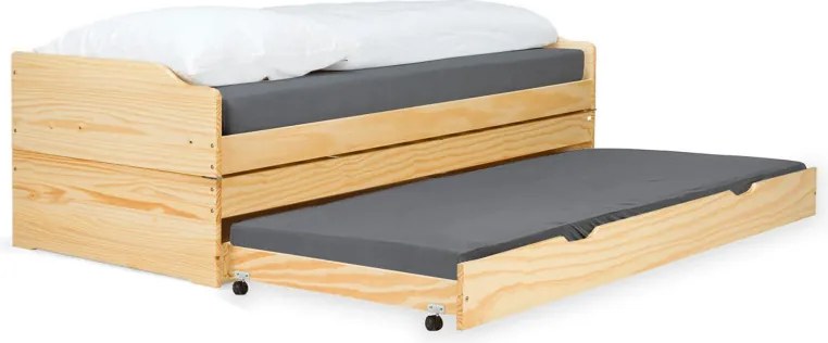 Postel FLOPY 90x200 s výsuvnými přistýlkami masiv přírodní Kondela 0000358001