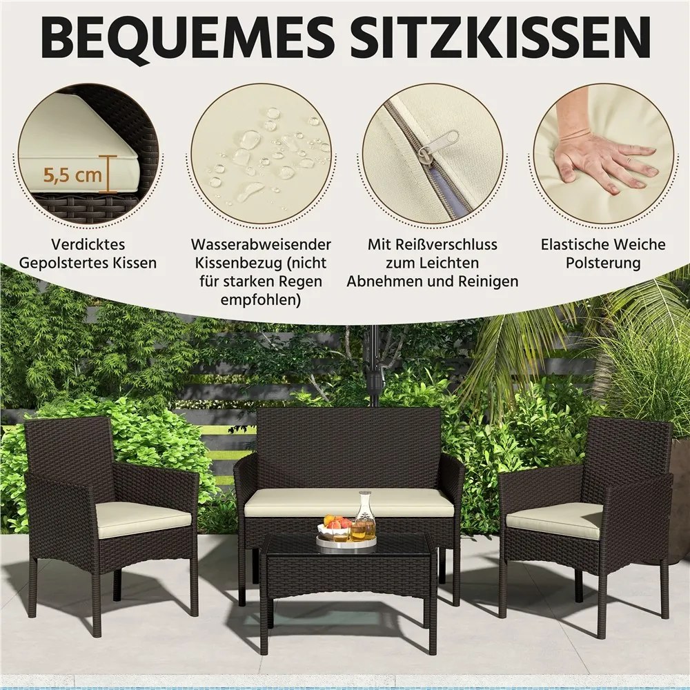 Sada 4 ks – Konferenční stolek Yaheetech – hnědá/béžová (257353475063)