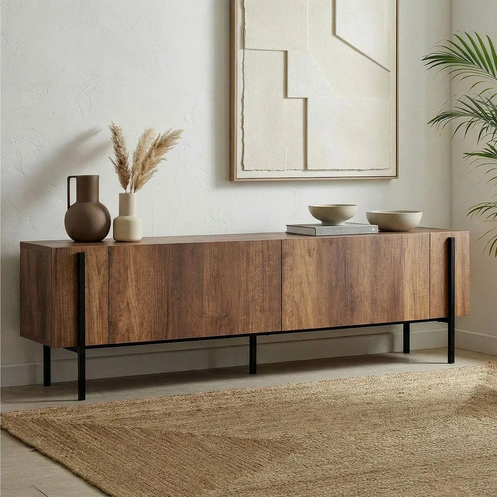TV stolek v dekoru ořechu v tmavě přírodní barvě 180x45x30 cm Nexus – Kalune Design
