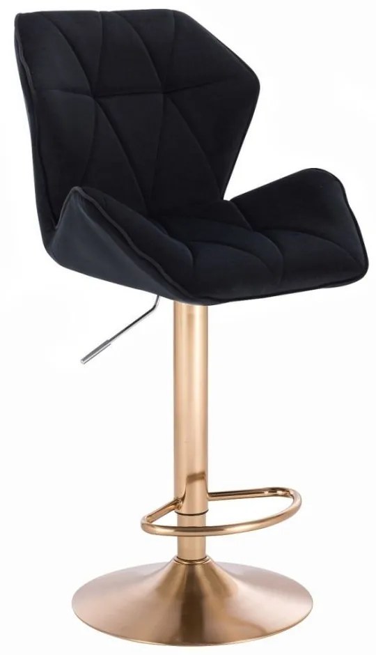 LuxuryForm DESIGN Barová židle MILANO MAX VELUR na zlaté kulaté podstavě - černá