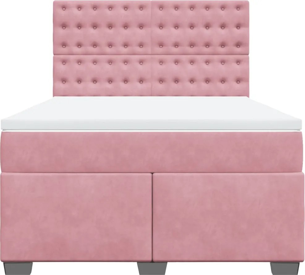 Box spring postel s matrací růžová 140x200 cm samet 3293247
