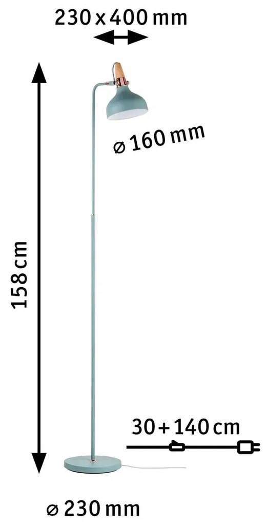 Paulmann 78480 Juna, černá stojací lampa z kovu, 1xE14, výška 158cm