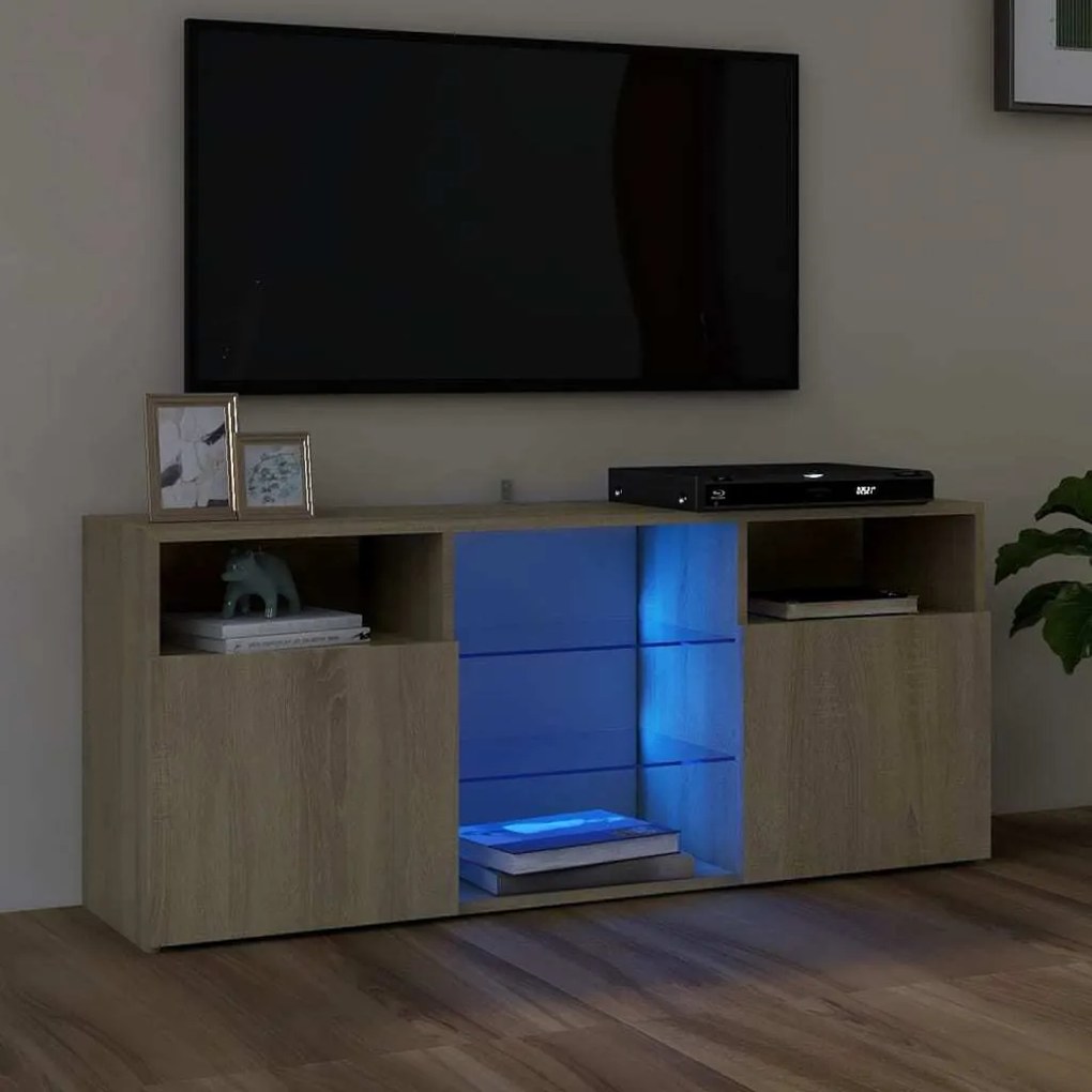 vidaXL TV skříňka s LED osvětlením 120x30x50 cm [804301] Barva: bílá s vysokým leskem