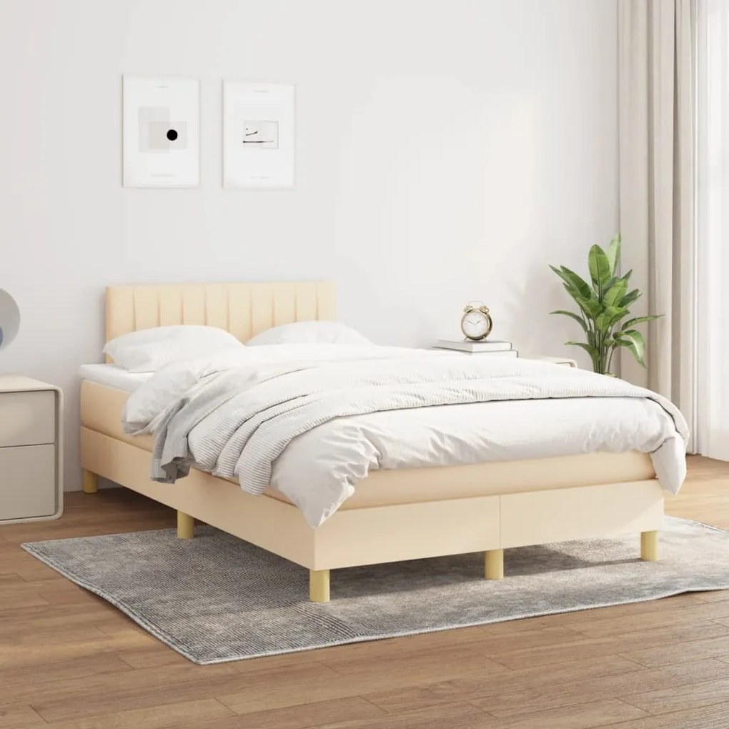 Box spring postel s matrací krémová 120x190 cm textil 3269791