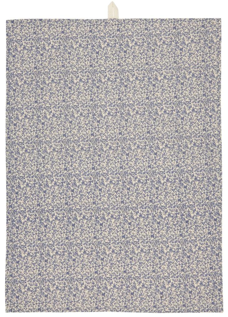 IB LAURSEN Bavlněná utěrka Leonora/Blue Flower 50 x 70 cm, modrá barva