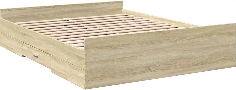 Rám postele se zásuvkami dub sonoma 150x200 cm kompozitní dřevo 3280288