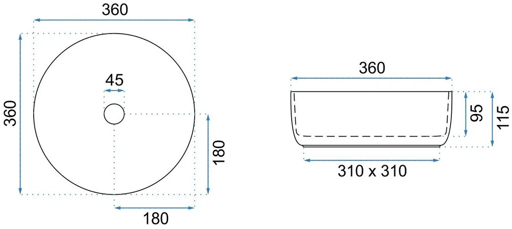 Rea Sami, umyvadlo na desku 360x360x115 mm, růžová zlatá strukturovaná - bílá, REA-U3303