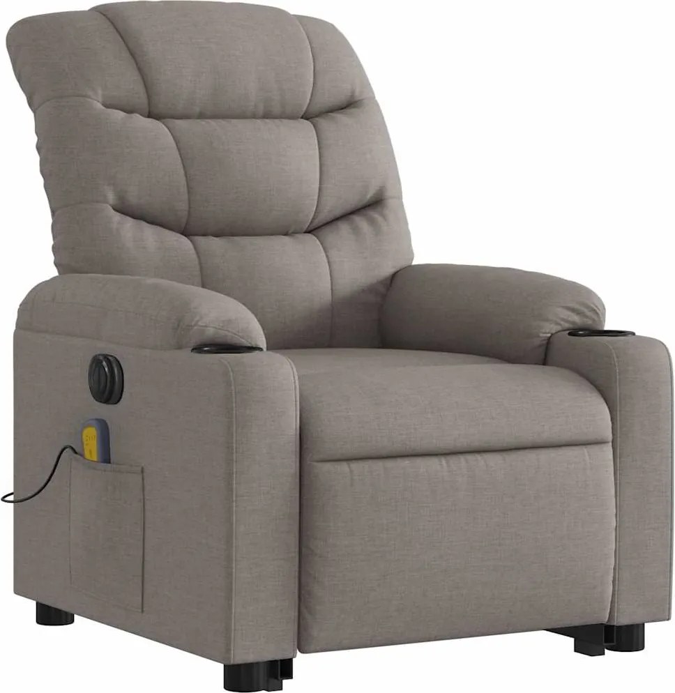Elektrické zvedací masážní polohovací křeslo taupe textil 3206679
