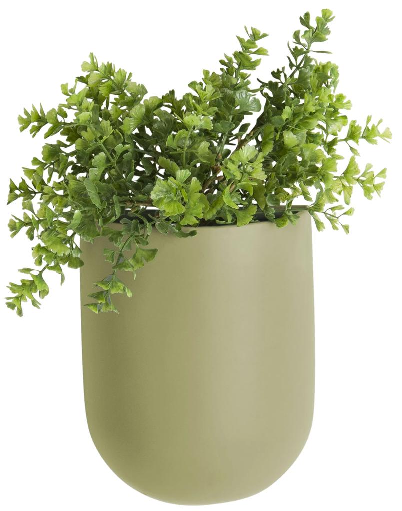 Nástěnný keramický květináč Oval olivově zelený Present Time