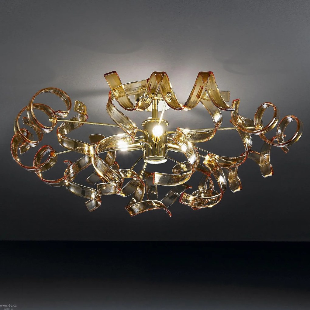 Metallux 205.340.06 Astro Amber, stropní designové svítidlo v průměru 60cm, 3x40W, ambrové sklo, zlato 24K