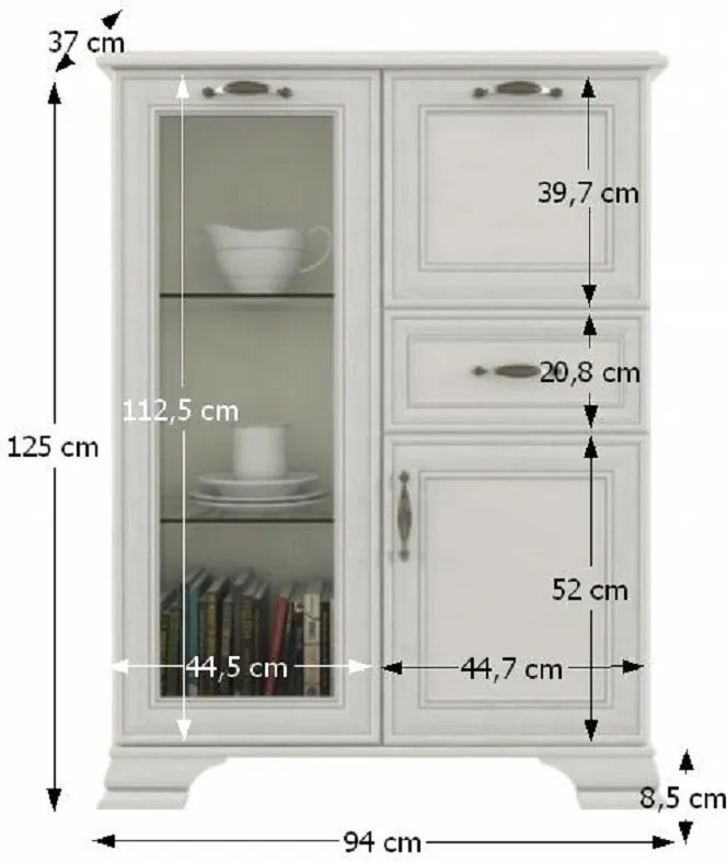 TEMPO Komoda s barem 1D1W1S1B, woodline krem, TIFFY 09