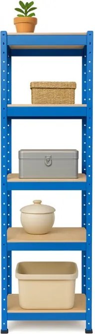 Regál 180x40x40 cm lakovaný 5-policový, nosnost 875 kg - modrý - 2ks