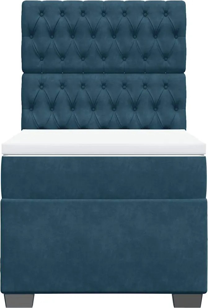 Box spring postel s matrací modrá 100 x 200 cm samet 3293144