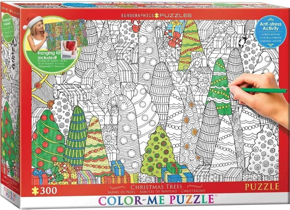 Puzzle eurographics color me puzzle vánoční stromky 300 dílků + sada na zavěšení
