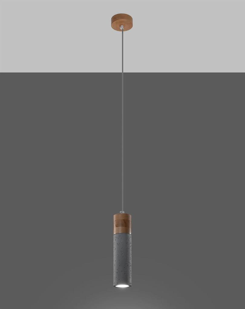 Závěsné svítidlo Zane, 1x dřevěné/betonové stínítko