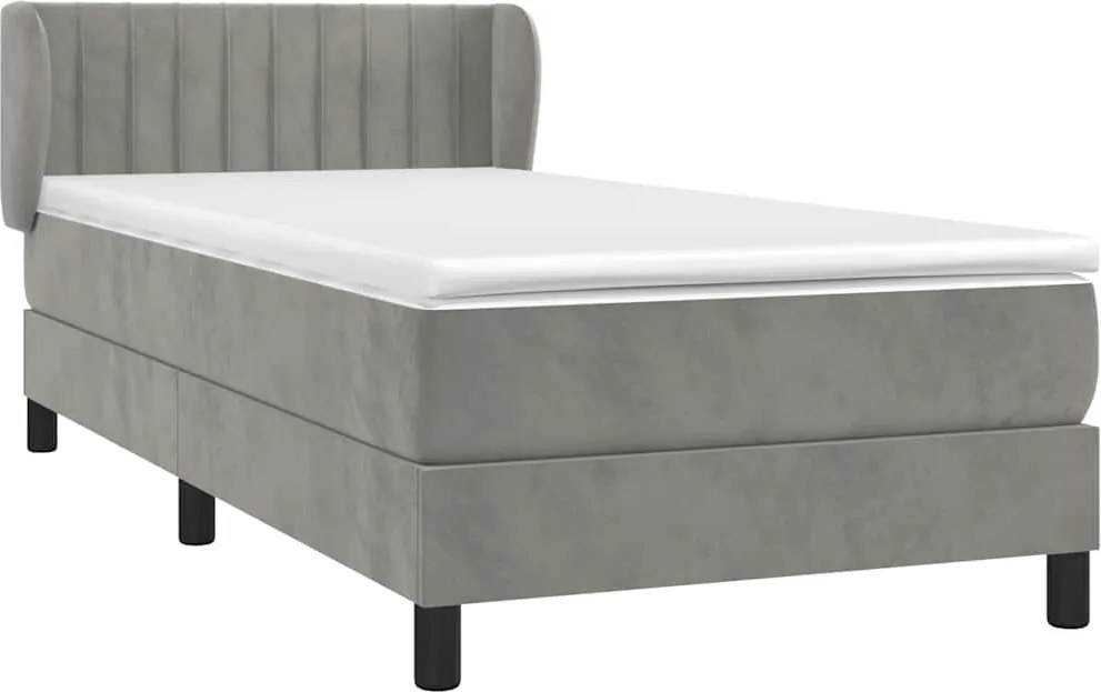 Box spring postel s matrací světle šedá 100x200 cm samet 3127595