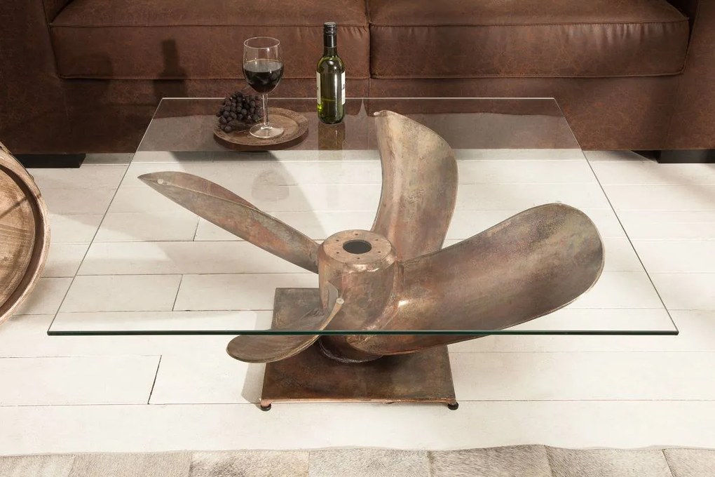 Designový konferenční stůl Propeller, 85 cm, antik měděný - skladem
