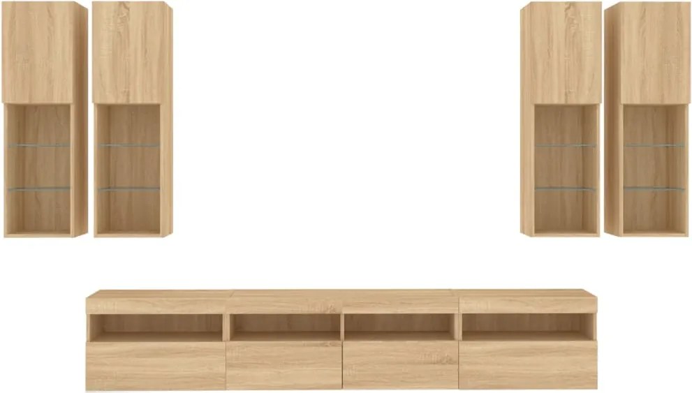 7dílná obývací stěna s LED osvětlením dub sonoma 3216773