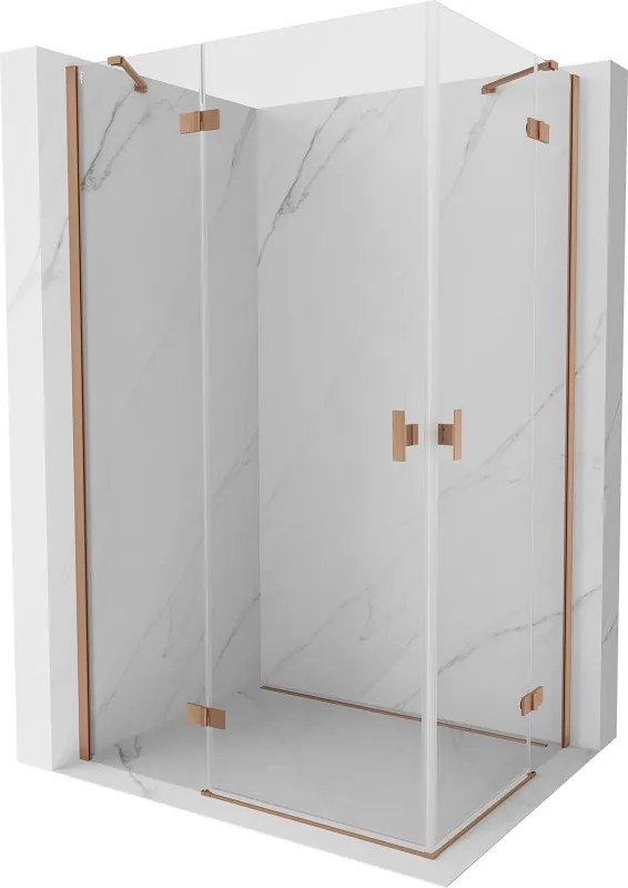 Mexen Mist-H Duo, 2-křídlý ​​výklopný sprchový kout 120 x 100 cm, čiré sklo, měděný matný profil, 8A5-120L-100P-65-00