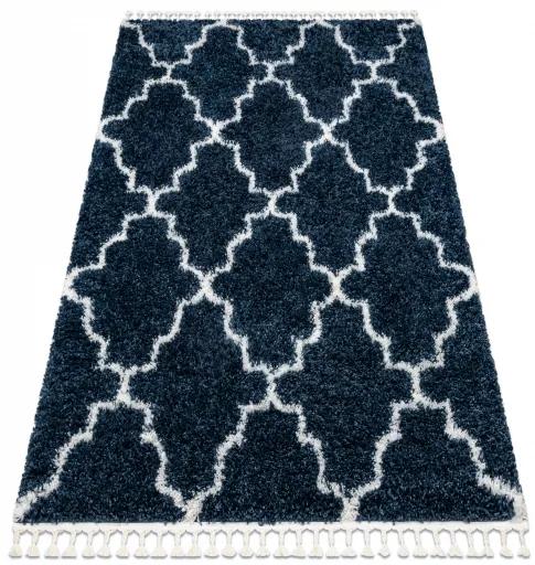 Kusový koberec Shaggy UNION 3488 modrý krémový Rozměr: 160x220 cm