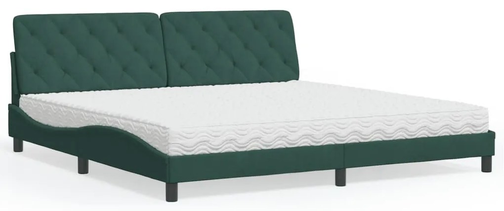 Postel s matrací tmavě zelená 200 x 200 cm samet 3208679
