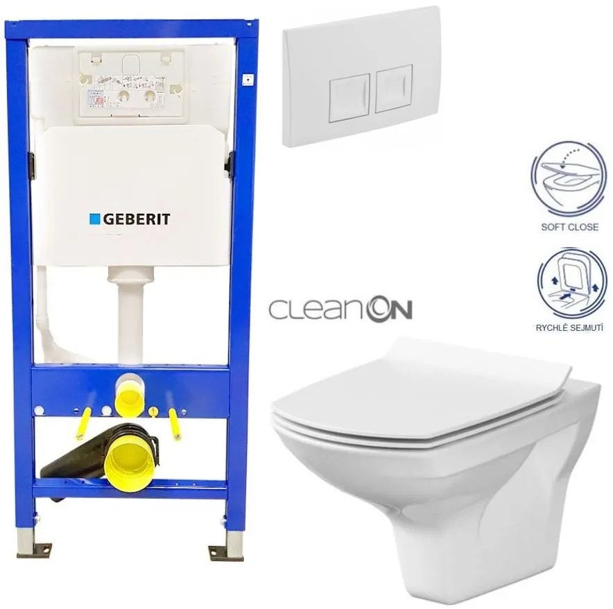 AKCE/SET/GEBERIT - SET Duofix Sada pro závěsné WC 458.103.00.1 + tlačítko DELTA50 bílé + WC CERSANIT CARINA CLEANON + SEDÁTKO 458.103.00.1 50BI CA3