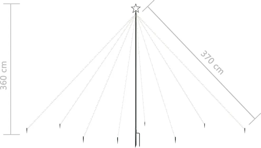 vidaXL Vánoční světelný strom dovnitř i ven 576 LED světlo 3,6 m [51295] Barva: Teplá bílá