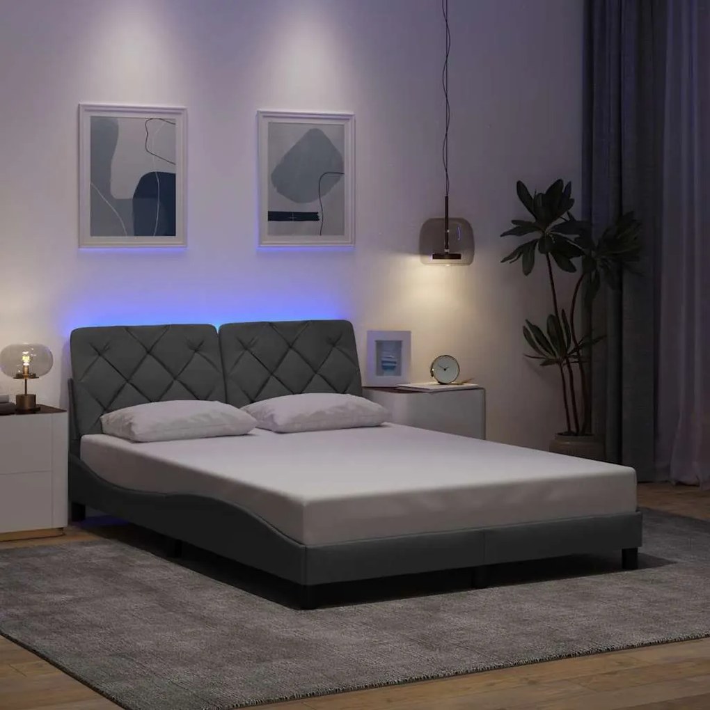 Rám postele s LED bez matrace Světle šedá 140x190 cm Látka 3310664