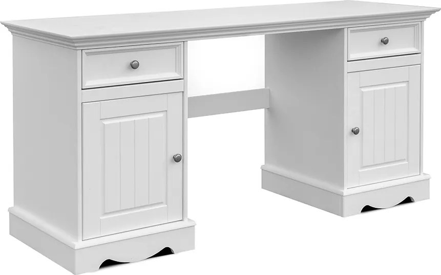 Bílý nábytek Psací stůl Belluno Elegante - velký, bílý, masiv, borovice